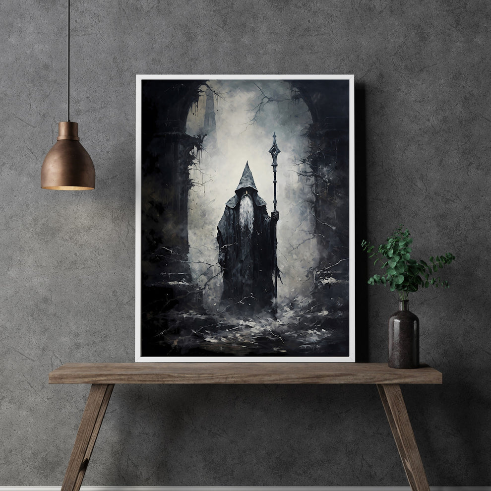 Winter Wizard Wall Art Fantasy Painting Dark Cottagecore Arcane ...