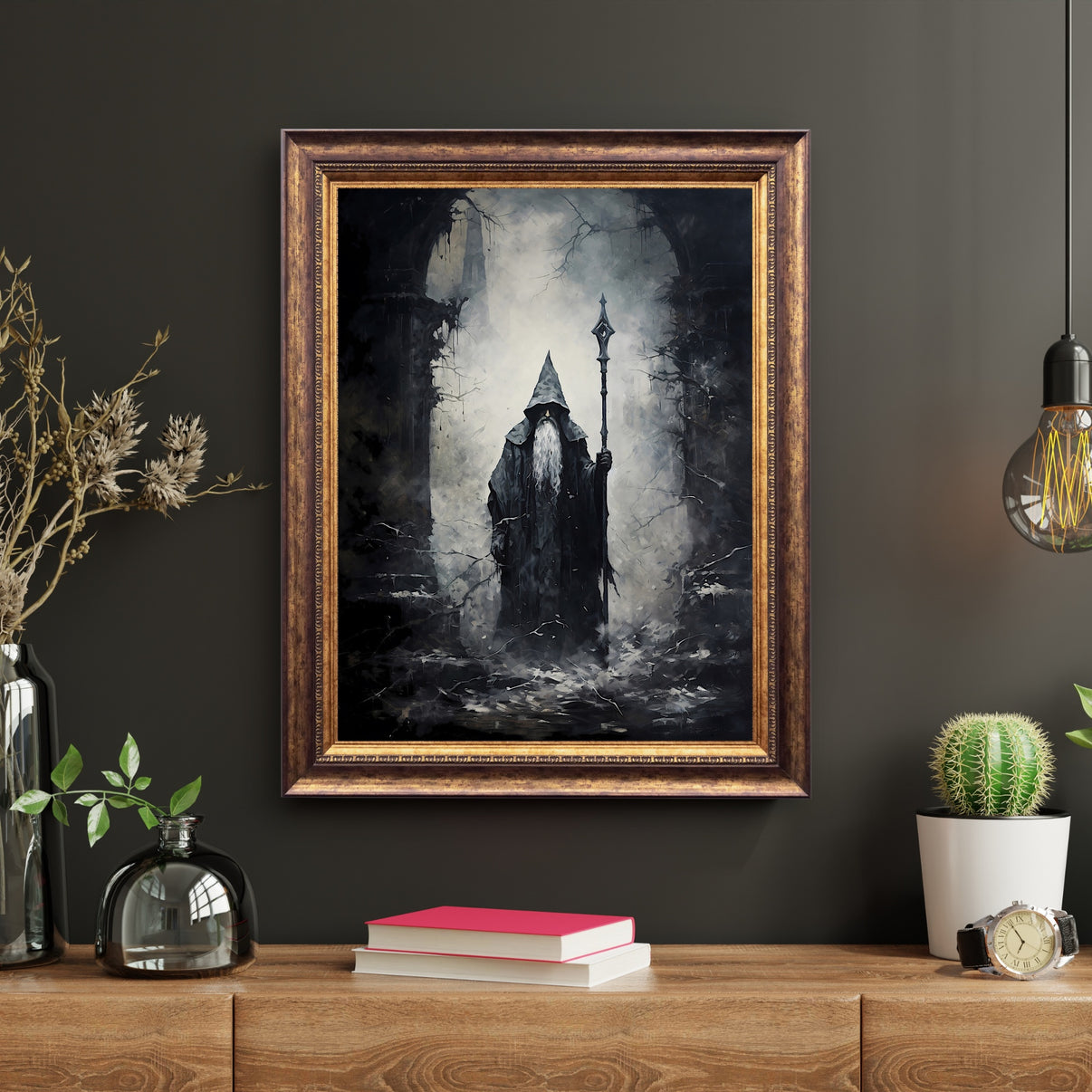 Winter Wizard Wall Art Fantasy Painting Dark Cottagecore Arcane ...