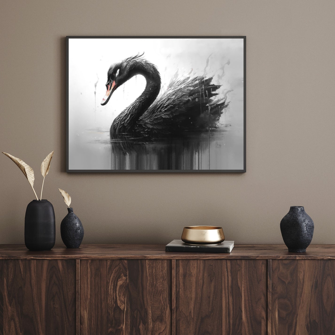 Stunning Black Swan Painting - Elegant and Mysterious Wall Art ...