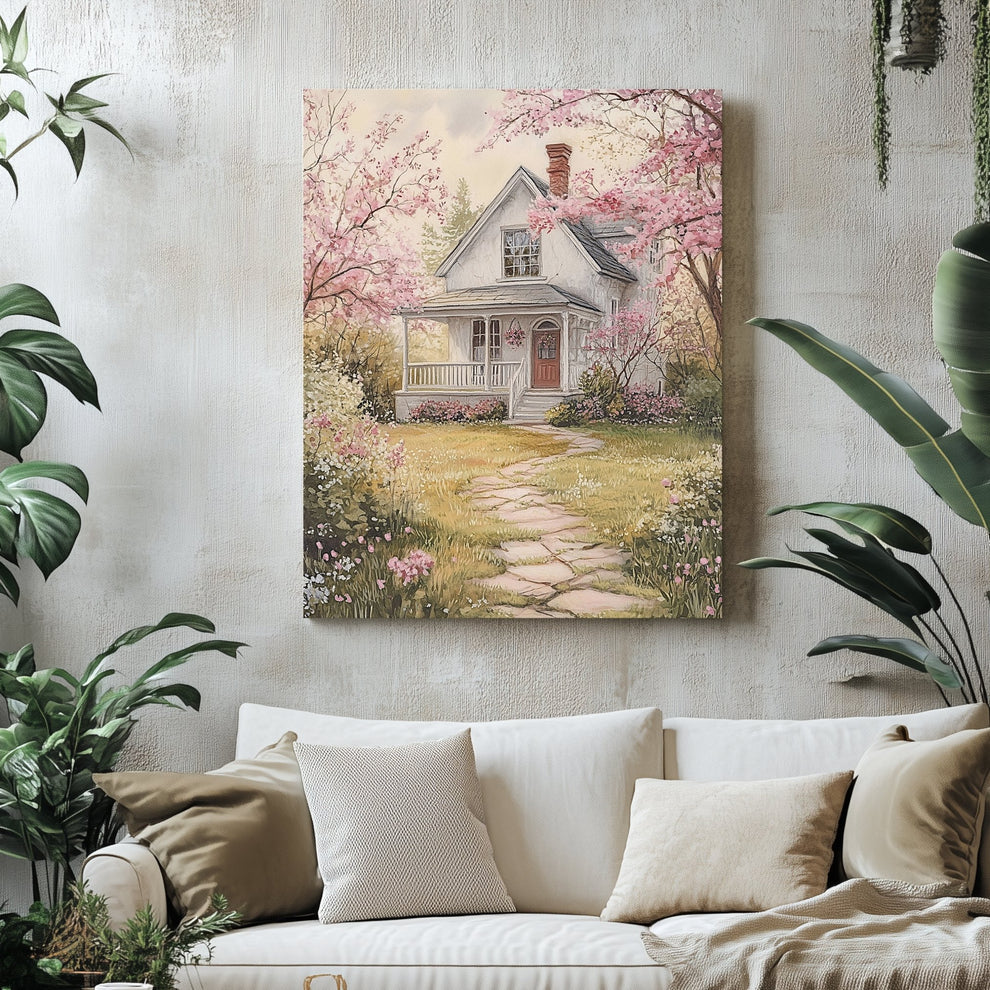 Cottage Garden Canvas – Cozy Springtime Cottage – Everything Pixel