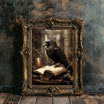 Black Raven in Library Dark Academia Gothic Artwork - Everything Pixel
