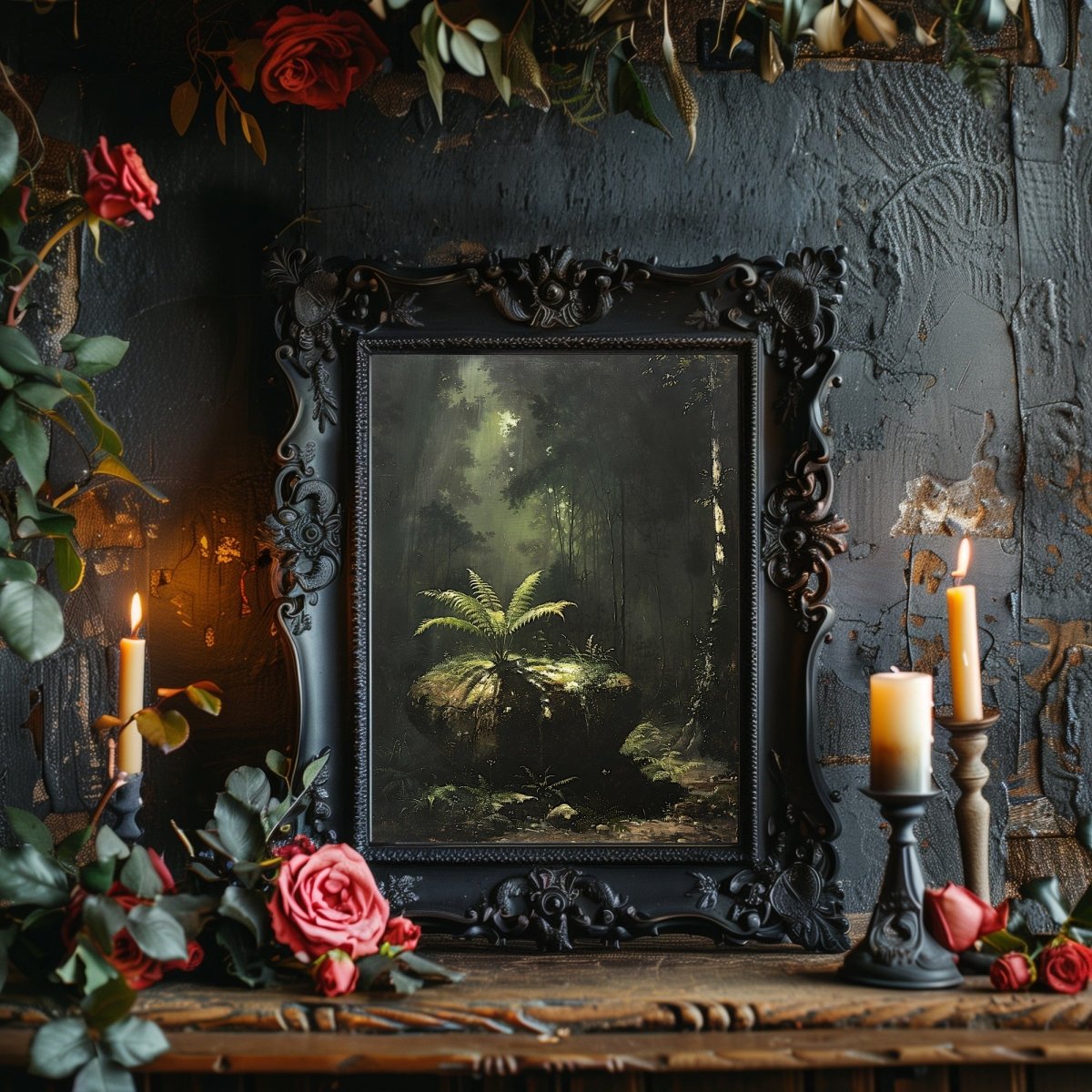 Gothic Fern Wall Art Print | Vintage Woodland Decor – Everything Pixel