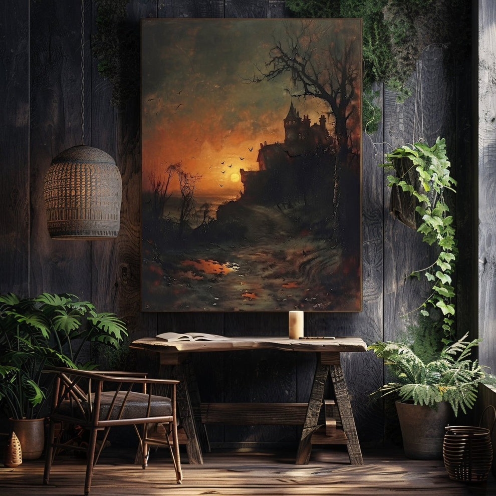 Haunted Sunset Castle Wall Art Print – Everything Pixel