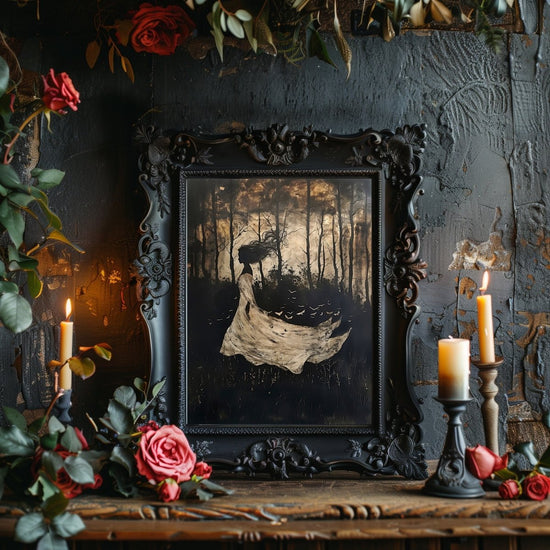 Lady in White with Moths - Gothic Wall Art Print – Everything Pixel