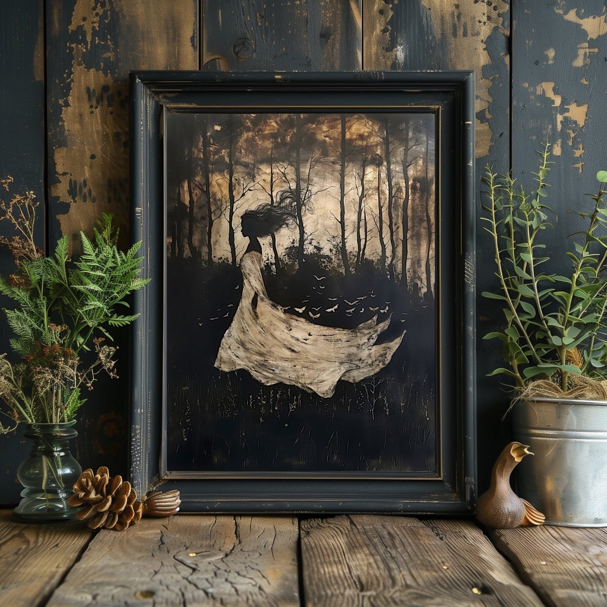 Lady in White with Moths - Gothic Wall Art Print – Everything Pixel