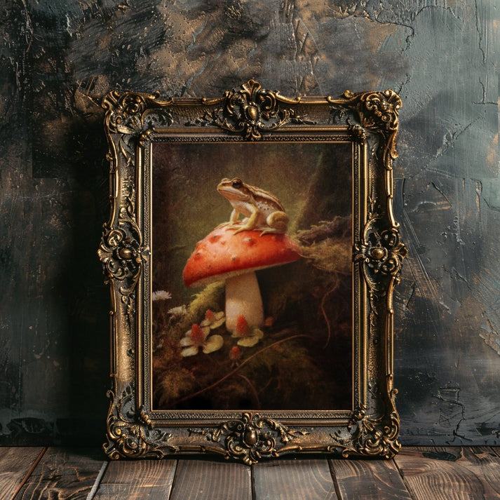 Moody Frog on Mushroom Dark Cottagecore Grunge Goblincore - Everything ...