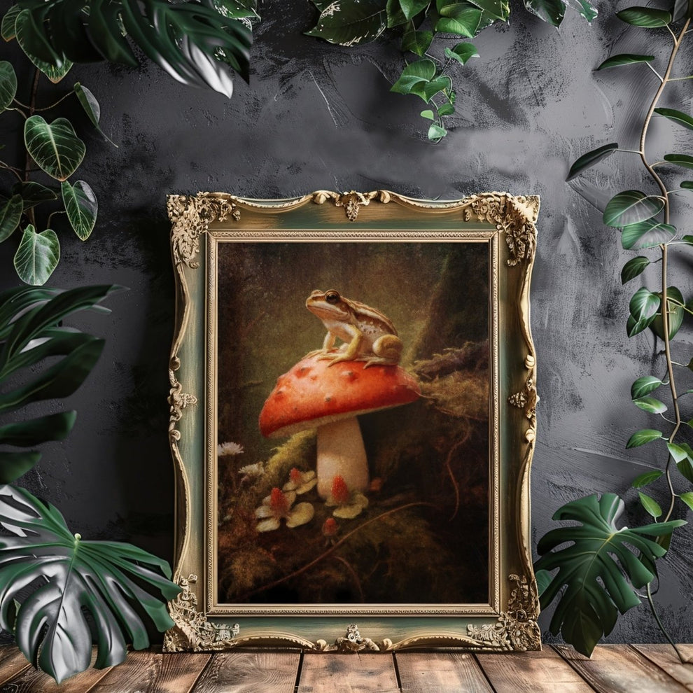 Moody Frog on Mushroom Dark Cottagecore Grunge Goblincore - Everything ...
