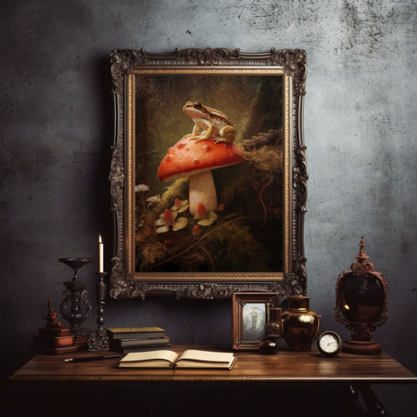 Moody Frog on Mushroom Dark Cottagecore Grunge Goblincore - Everything ...