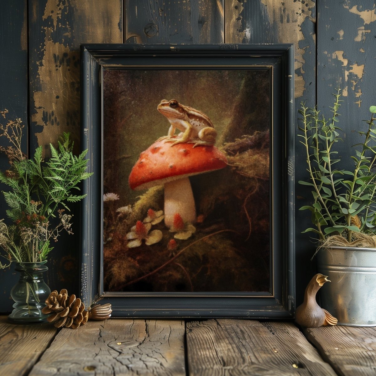 Moody Frog on Mushroom Dark Cottagecore Grunge Goblincore - Everything ...