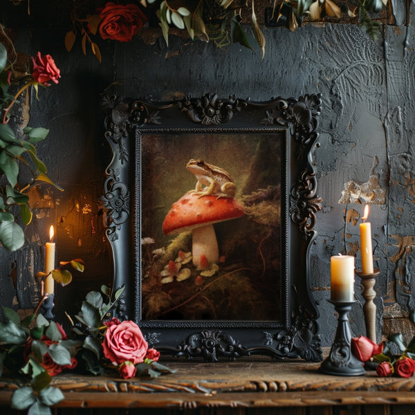 Moody Frog on Mushroom Dark Cottagecore Grunge Goblincore - Everything ...