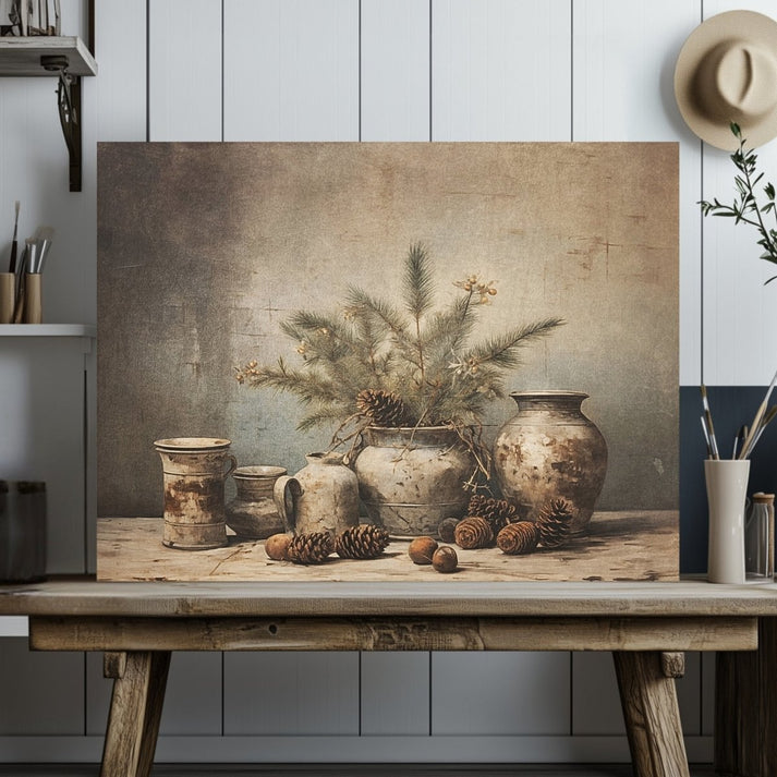 Rustic Still Life Canvas Print - Vintage Farmhouse Decor – Everything Pixel