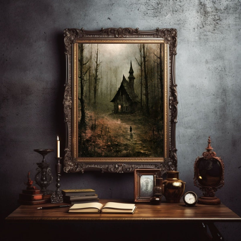 Spooky Witch Cottage Moody Woodland Fairytale Dark Cottagecore ...