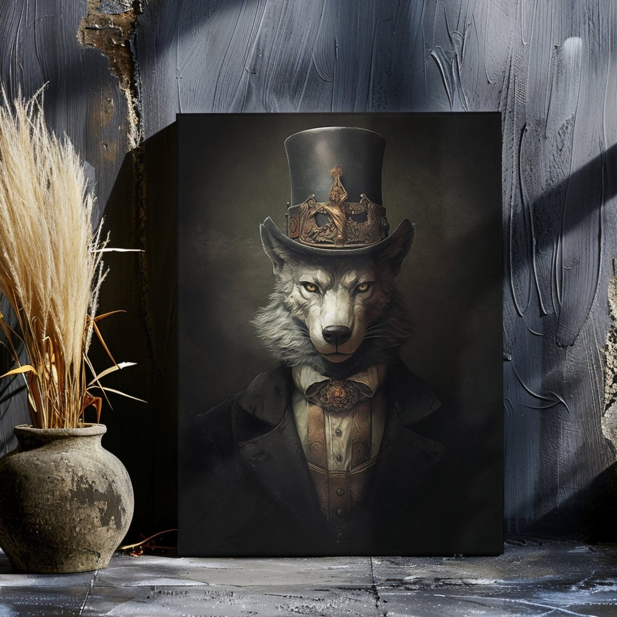 Victorian Wolf Gentleman - Canvas Print Quirky Animal Portrait ...