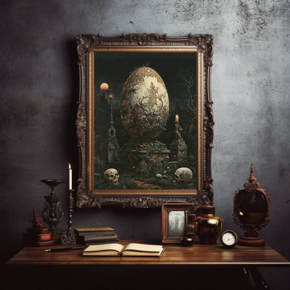 Celtic Rebirth Egg - Gothic Cemetery Wall Art Print - Everything Pixel