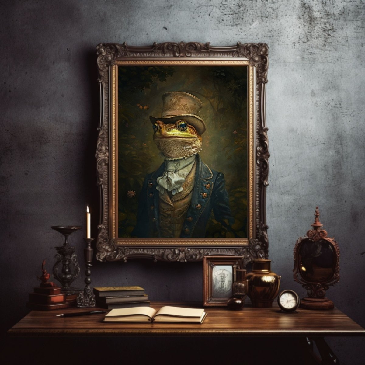 Gothic Noble Frog Victorian Portrait Wall Art Print - Everything Pixel