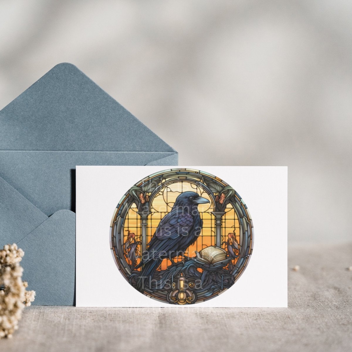 Raven on Spellbook Stained Glass Design 7+7 High Quality PNGs Clipart ...