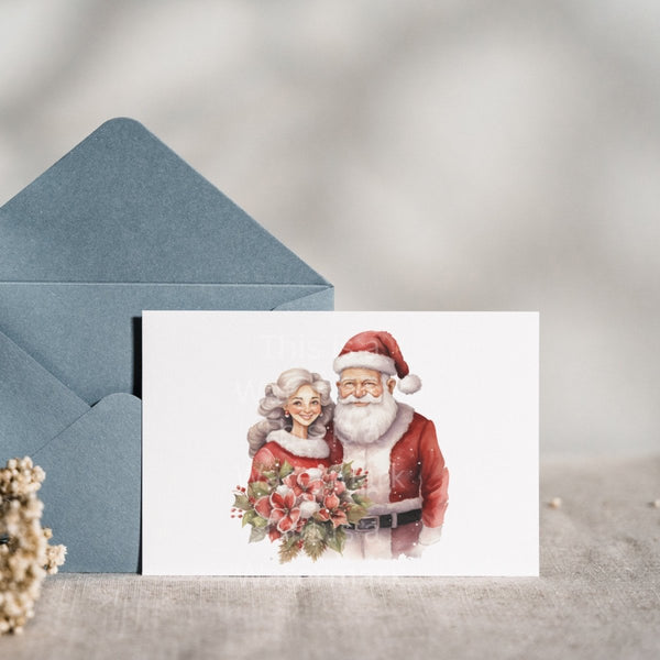 Santa and Mrs Claus Watercolor Clipart 7x PNG Bundle Festive Clipart ...