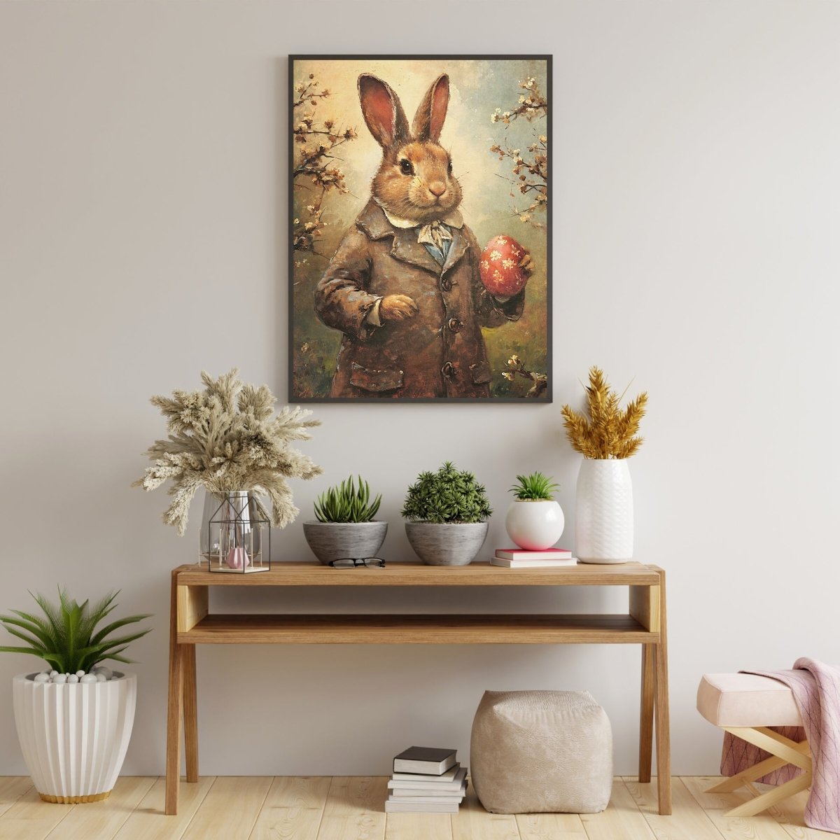Victorian Easter Bunny with Egg - Vintage Wall Art Print - Everything Pixel